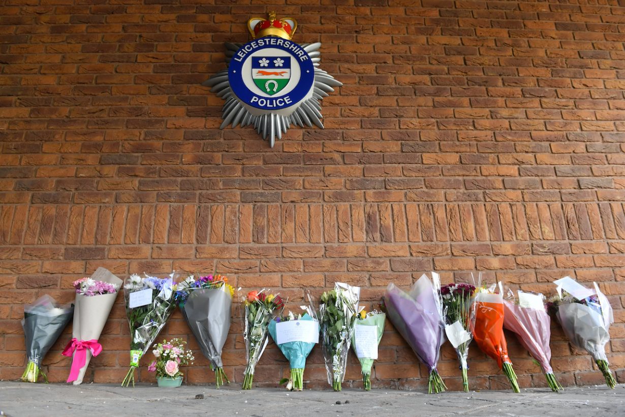FLOWERS AND TRIBUTES FOR SIMON COLE AT LEICESTERSHIRE POLICE ...
